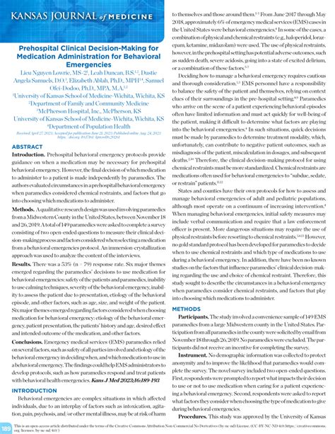 Pdf Prehospital Clinical Decision Making For Medication