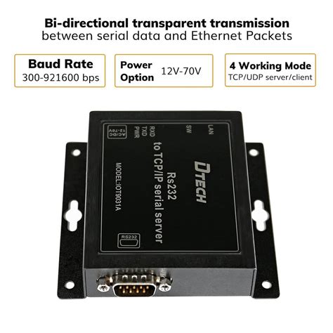 Dtech 1 Port Serial To Ethernet Converter Adapter Rs232 To Tcp Ip