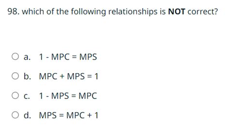 Solved Which Of The Following Relationships Is NOT Chegg Com