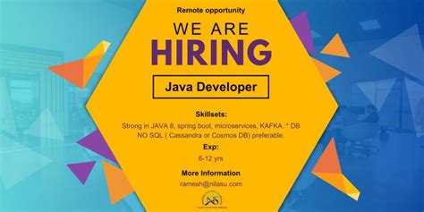 G Ramesh On Linkedin Remoteopportunity Java Java8 Spingboot Kafka Nosql Cosmosdb