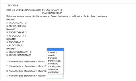 Solved Question 4 Here Is A Wild Type Dna Sequence 5
