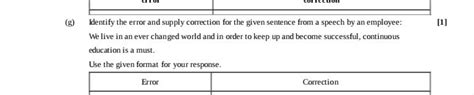 G Identify The Error And Supply Correction For The Given Sentence From