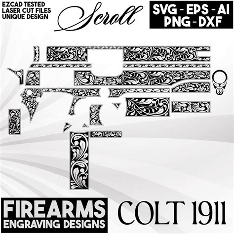 Personalized Scroll Work Laser Design For Colt 1911 Firearms Gun