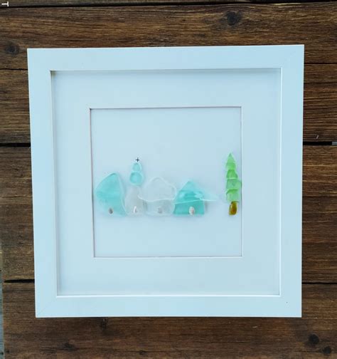 Sea Glass Art Picturepebble Art Sea Glass Homes Wall Decor Etsy