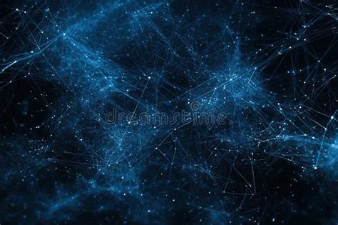 Futuristic Network Abstract Interconnected Lines Glowing Nodes Blue Digital Web Texture Stock