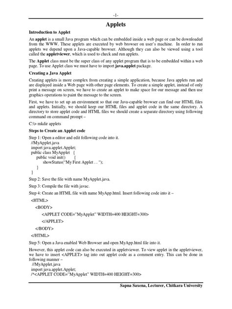 introduction to applet pdf java programming language web page