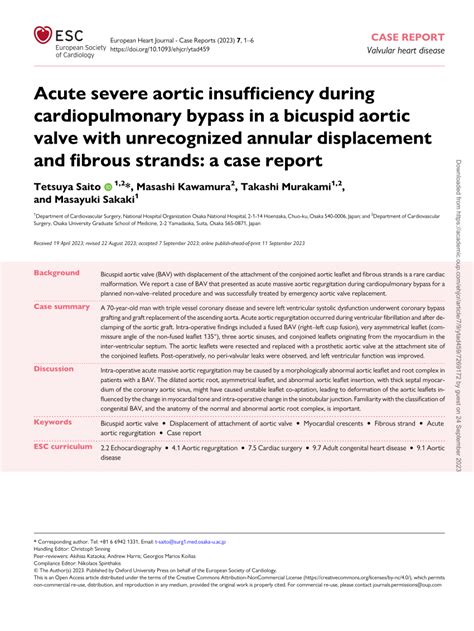 Pdf Acute Severe Aortic Insufficiency During Cardiopulmonary Bypass In A Bicuspid Aortic Valve
