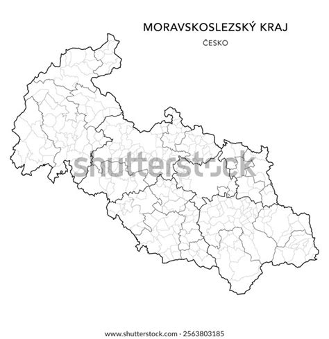 Political Map Moravian Silesian Region Moravskoslezský Kraj Stock