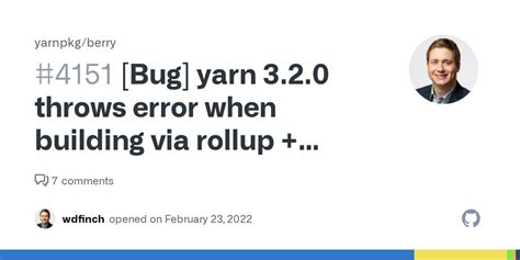Bug Yarn 320 Throws Error When Building Via Rollup Node 17