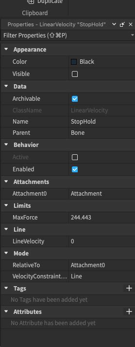 LinearVelocity ForceLimitMode Does Not Show In Studio Studio Bugs Developer Forum Roblox