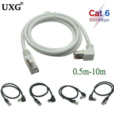 [hot Hanybve Hot] Cat6 Round Ethernet Cat 6 Lan Cable Rj 45 Network Patch Cord Right Angle 90