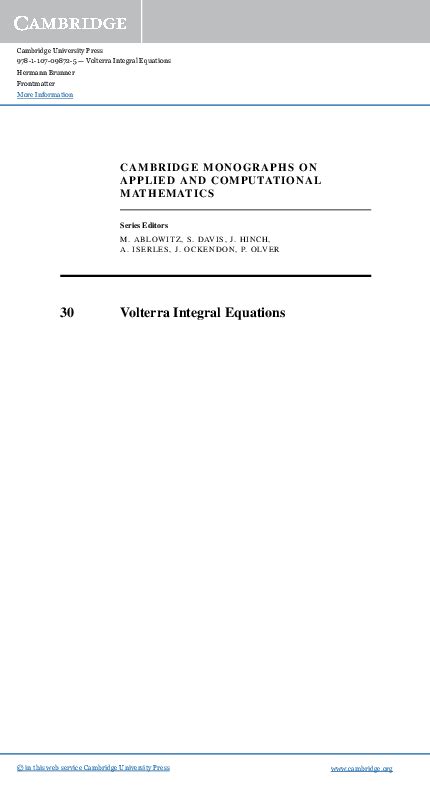 Pdf Cambridge Monographs On Applied And Computational Mathematics Series Editors 30 Volterra