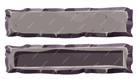 코 ⁇ 만화 스타일의 설정 스톤 게임 메뉴 패널 텍스처 Ui 프레임 인터페이스 템플릿 프리미엄 벡터