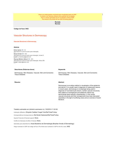 Pdf Vascular Structures In Dermoscopy