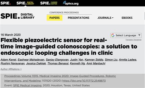 Flexible Piezoelectric Sensor For Real Time Image Guided Colonoscopies Dói