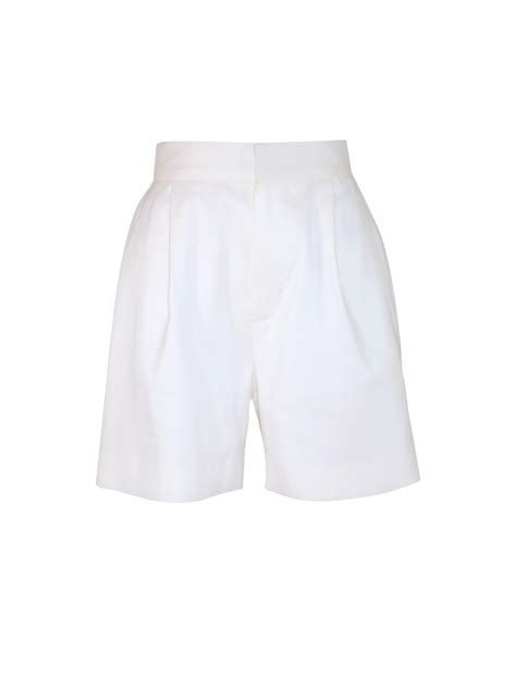 Safiro White High Waisted Silk Shorts