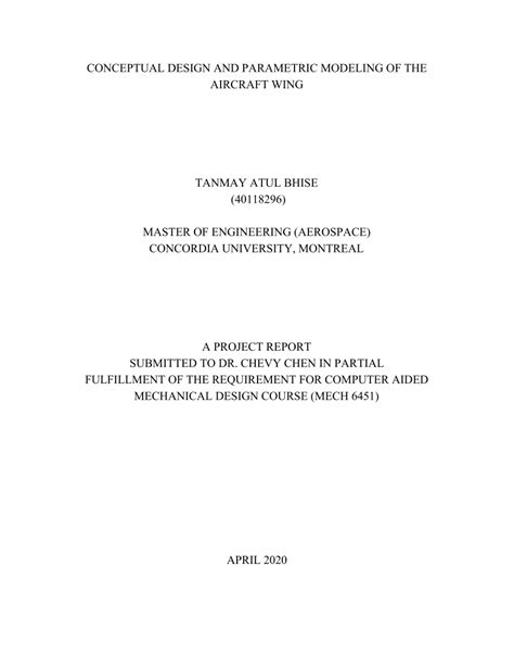 Pdf Conceptual Design And Parametric Modeling Of Aircraft Wing