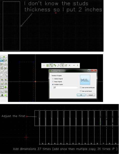 LibreCAD User Studs In A Wall