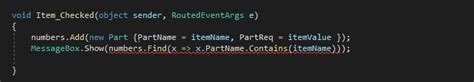 C How To List Findpredicate Method In Messageboxshow Stack Overflow