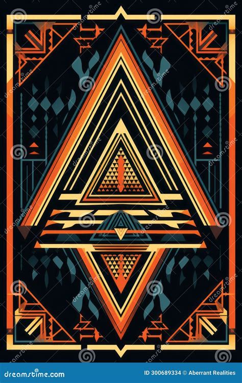 An Abstract Design With Geometric Shapes And Triangles On A Black Background Stock Illustration