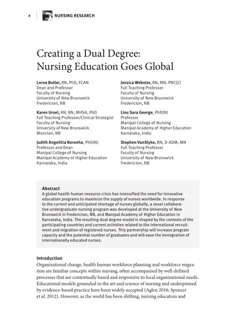 Pdf Creating A Dual Degree Nursing Education Goes Global