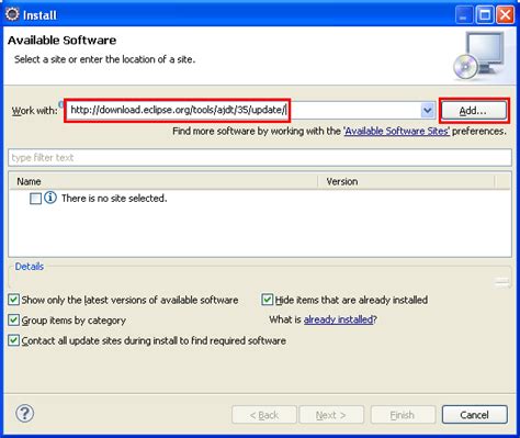 Java Aspect Oriented Programming Aspectj And Eclipse Selecting The Update Url For Aspectj