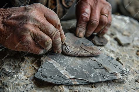 Flint Knapping Work In Progress Premium Ai Generated Image