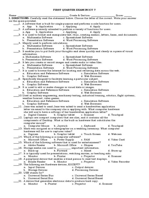 1st qe in ict pdf computer hardware android operating system