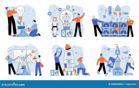 Team Solving Complex Problems Teamwork Vector Illustration Metaphor