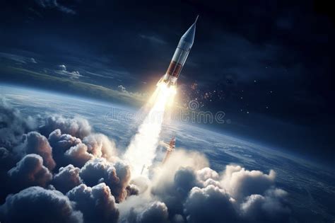 The Launch Of The Spacecraft Into Space Generative Ai Stock Illustration Illustration Of