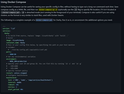 Bug Using Docker Compose Not Working · Issue 386 · Lissy93dashy · Github