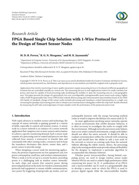 Fpga Based Single Chip Solution With 1 Wire Protocol For The Design Of Smart Sensor Nodes Docslib