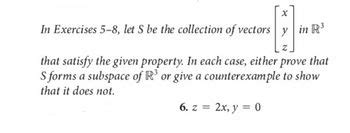 Answered X In Exercises 5 8 let S be the collection of vectors y in R³ 1 that satisfy the