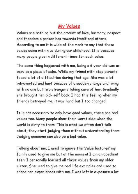 My Values This Can Be Used For Homework My Values Values Are