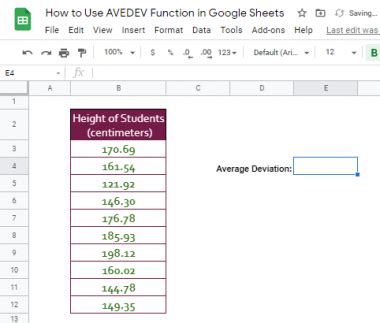 How To Use AVEDEV Function In Google Sheets Step By Step