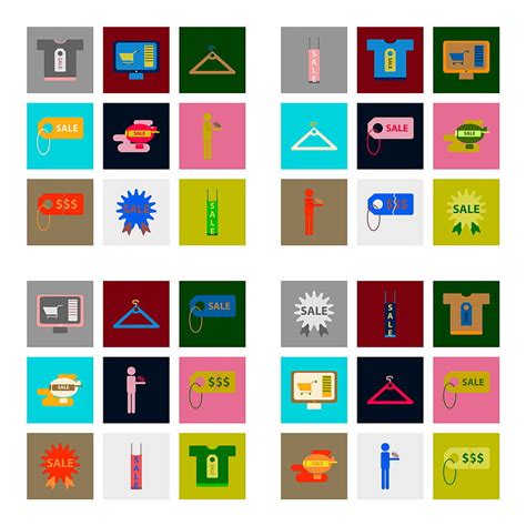 설정된 선물 및 할인 벡터의 평면 조립 아이콘 Ai Eps Uidownload