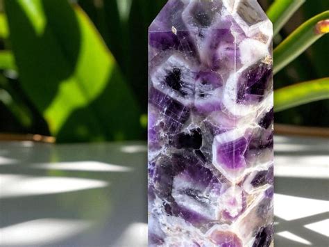 Chevron Amethyst Obelisk 8 Polished Crystal Point Brazil Amethyst