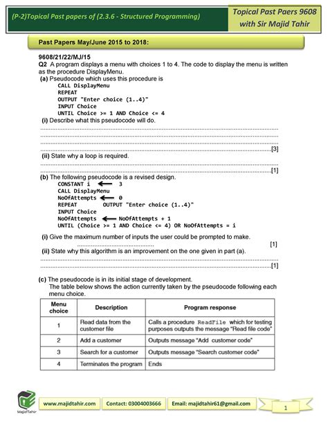 236 Structured Programmingmt P 2topical Past Papers Of 23