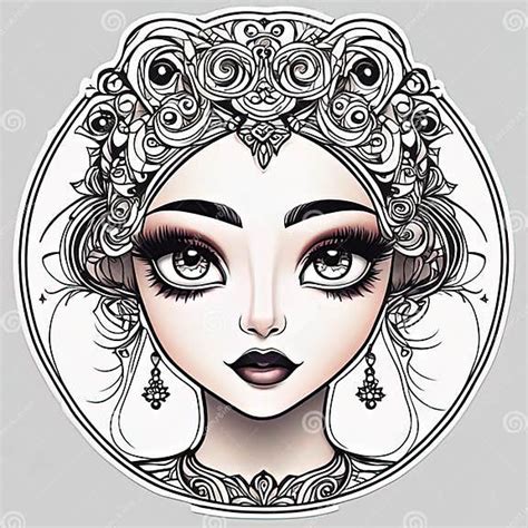 Vector Hand Drawn Portrait Of Beautiful Girl In Vintage Style Vector