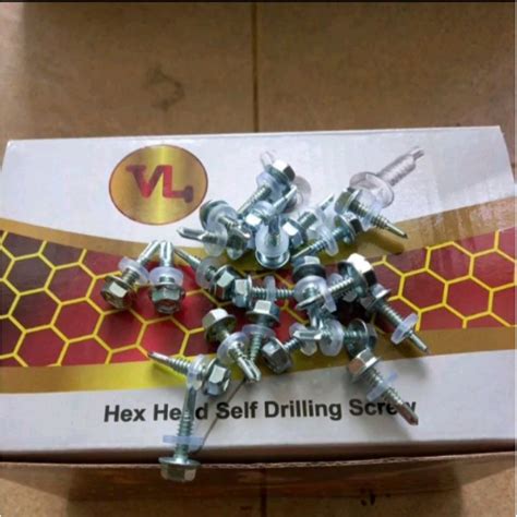 Jual 100pcs Baut Driling 12x20 Merk Vl Baut Galvalum Baut Baja Ringan Shopee Indonesia
