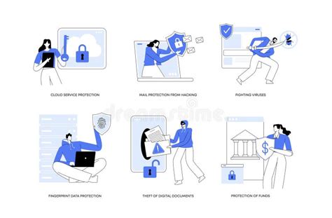 Collection Of Illustrations Database Security Stock Vector