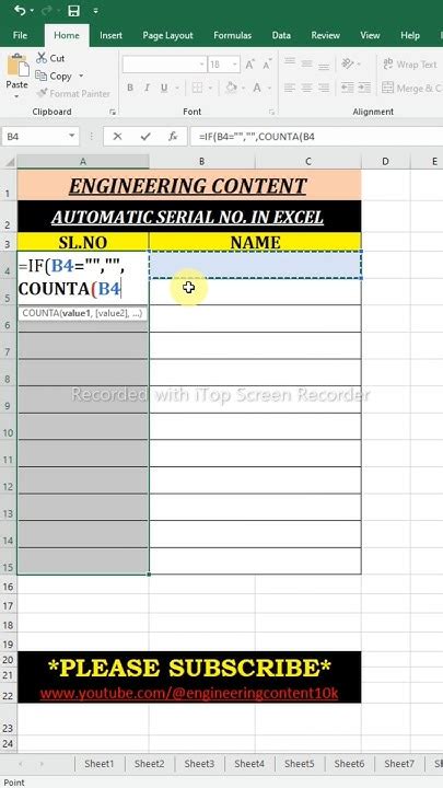 Automatic Serial Number In Excel Shorts Excel Exceltips