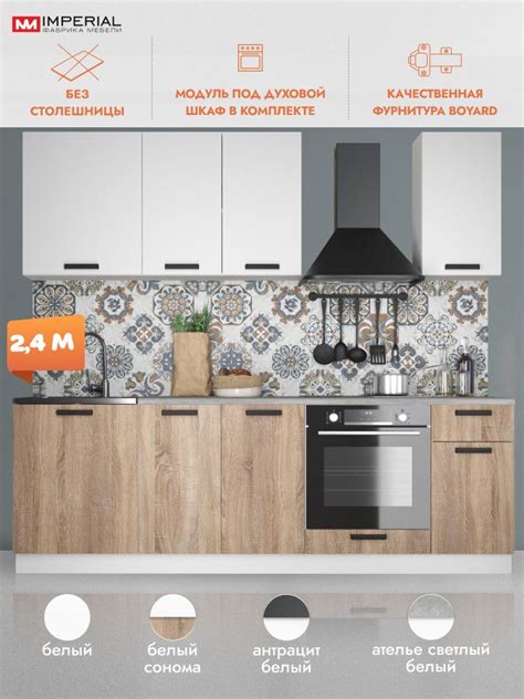 Кухонный гарнитур 2 4 модульный кухня без столешницы сонома белый Ника Нео купить C доставкой