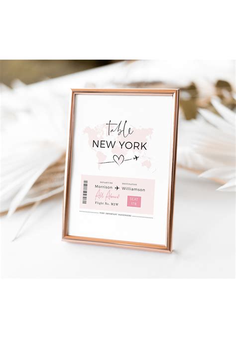Destination Boarding Pass Table Names Boarding Pass Table Numbers Bridal Shower Table Numbers