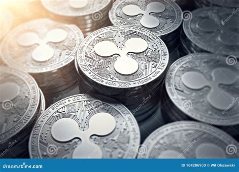 Ripple Coins Xrp In Blurry Closeup With Sun Flare Editorial Image