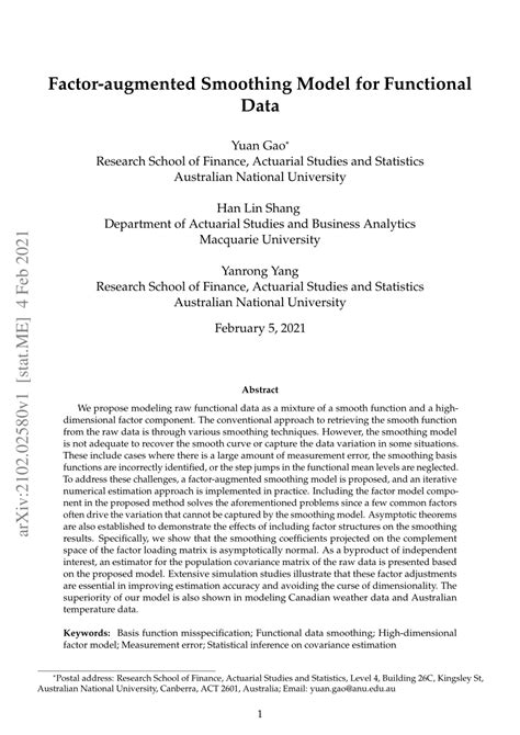 PDF Factor Augmented Smoothing Model For Functional Data