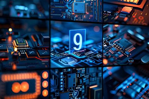 Premium Photo A Series Of Photos Of A Computer Processor With The Number Nine On