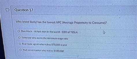 Solved Who Most Likely Has The Lowest APC Average Chegg Com