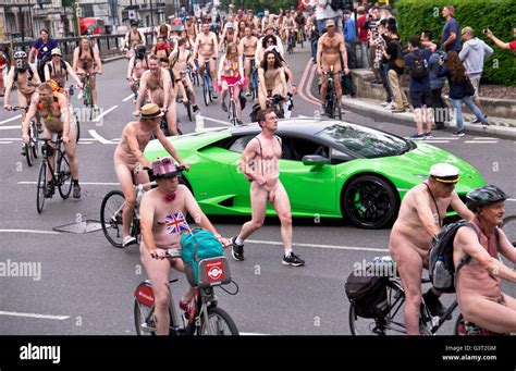 World Naked Bike Ride Through Central London Protesting Oil Dependency