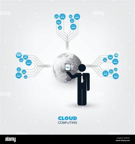 Cloud Computing Business Network Design Concept With A Standing